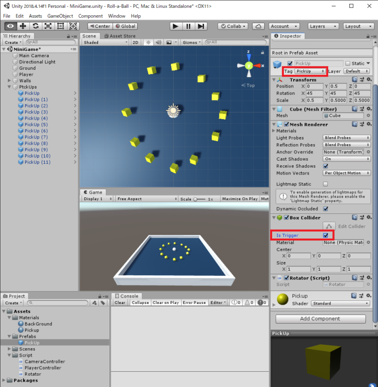 Roll-a-Ball(Building the Game)～Unity～ | エンジニアのオタクトモblog